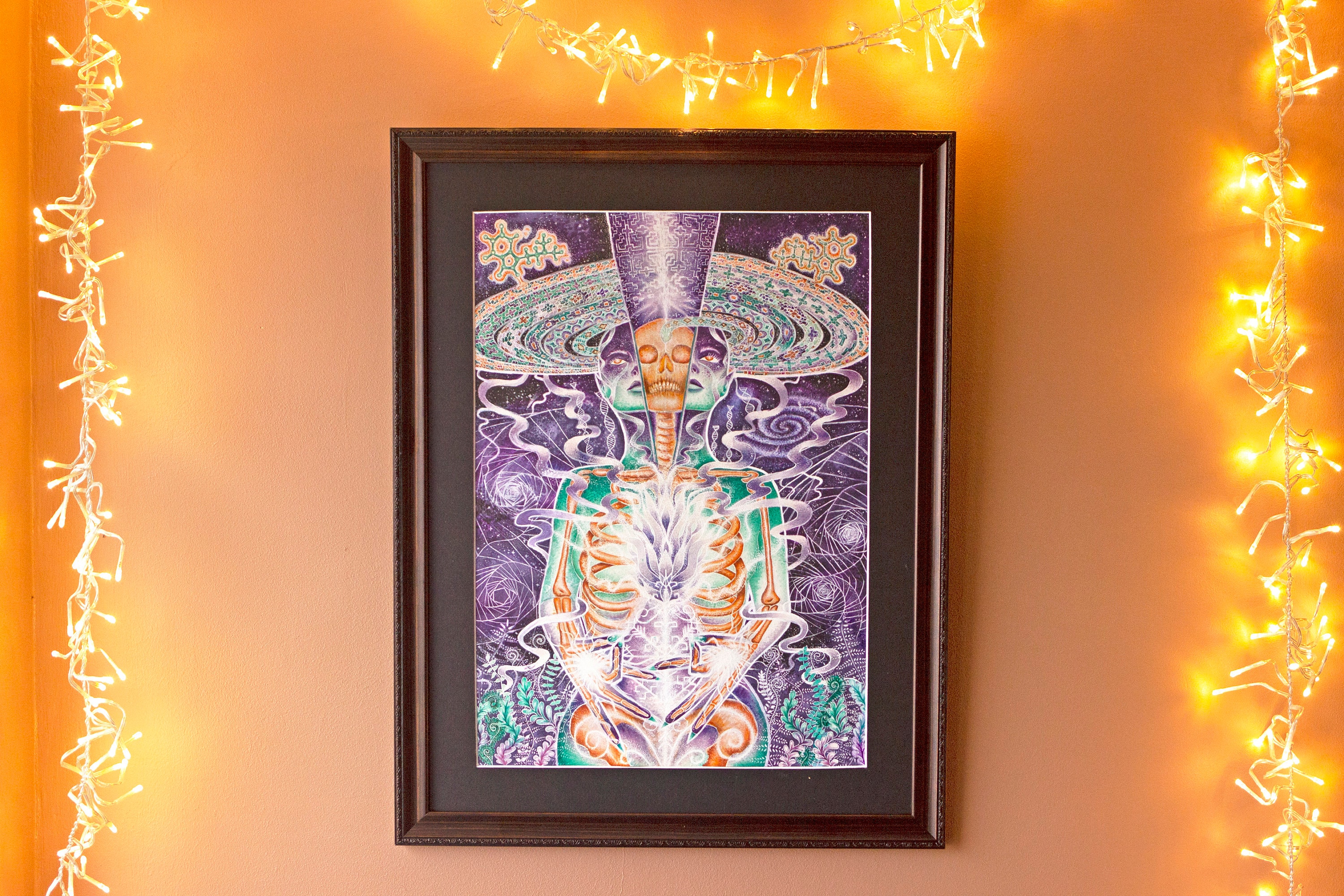 Authentic Visionary Artwork in Frame, Cosmic Starry Night, Intense ...