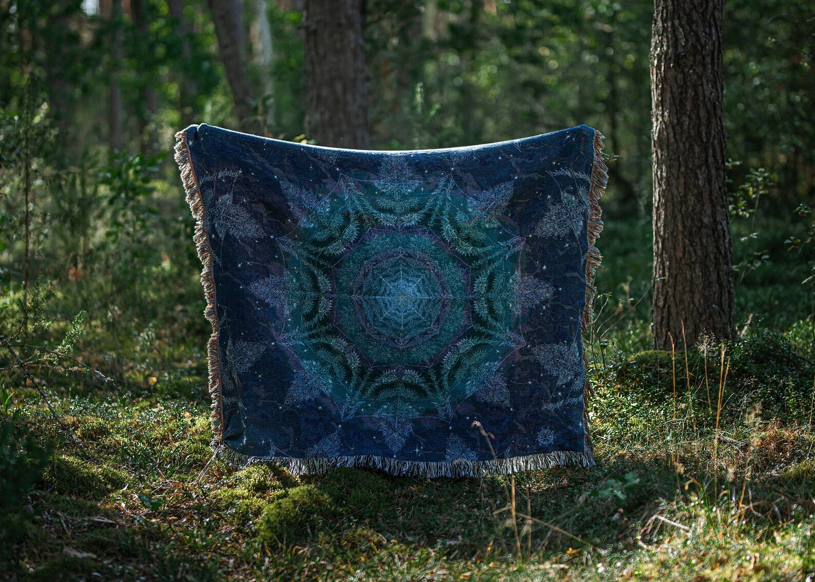 Web of Life Cosmic Ocean Owl Mandala, Mystical Art Lightweight Cover ...