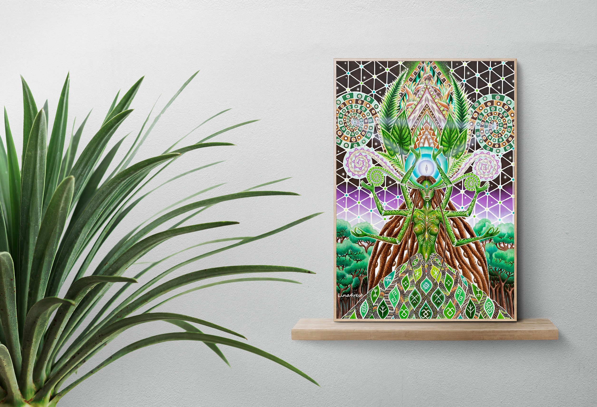 Jenga Green Insect Spirit Art Print, Green Nature Goddess, Wicca Altar ...