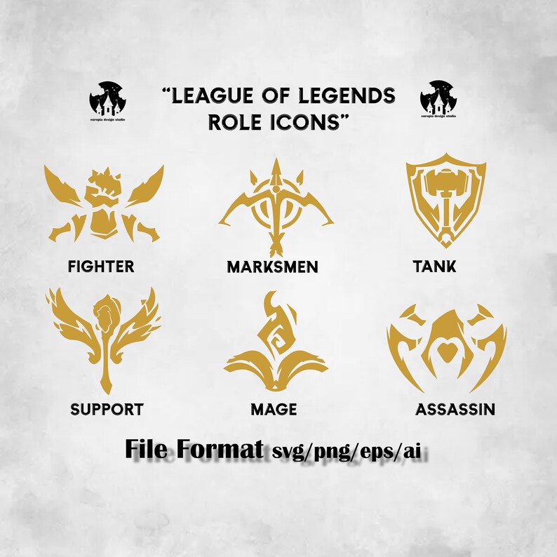 League of Legends Role Icon Pack Svg, Png, Eps, Ai. Gaming, Video Game ...