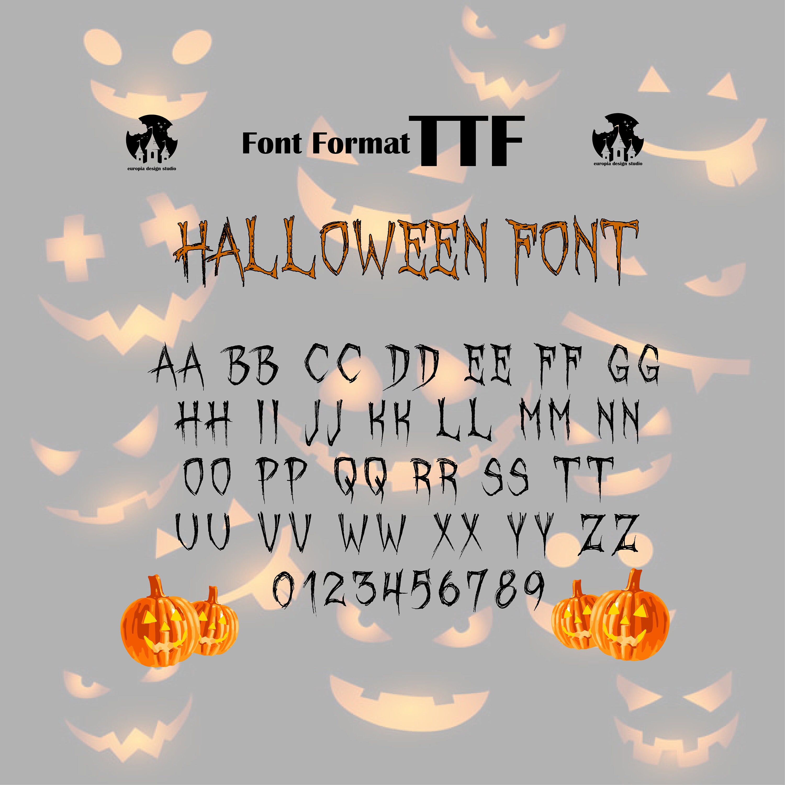 Halloween Font Format Ttf, Alphabet, Letters - Etsy