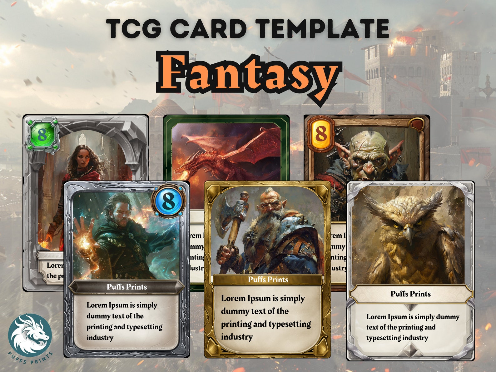 TCG Fantasy Card Template | TCG Game | PNG Files | Digital Product - Etsy