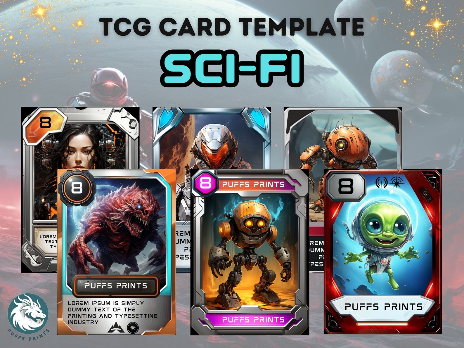 TCG Sci-fi Card Template | TCG Game | PNG Files | Digital Product - Etsy