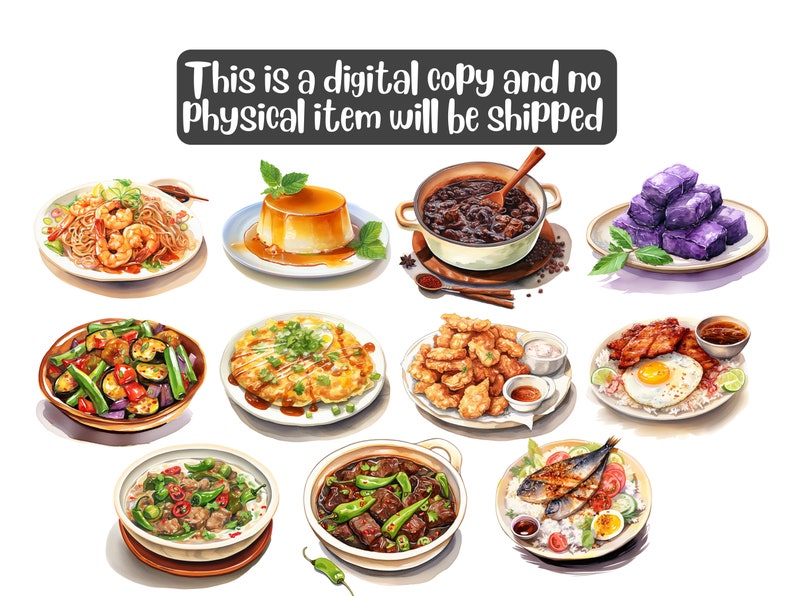 Watercolor Filipino Food Clipart: PNG Illustrations (digital Download ...