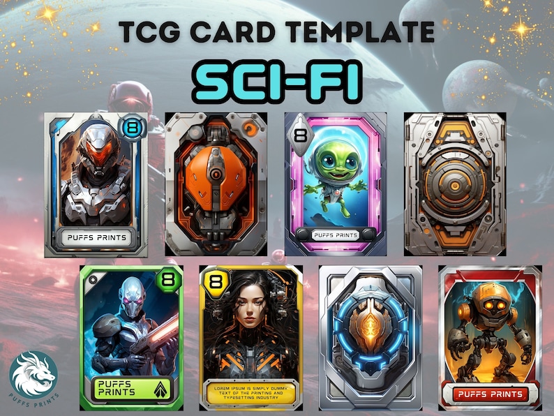 TCG Sci-fi Card Template | TCG Game | PNG Files | Digital Product - Etsy