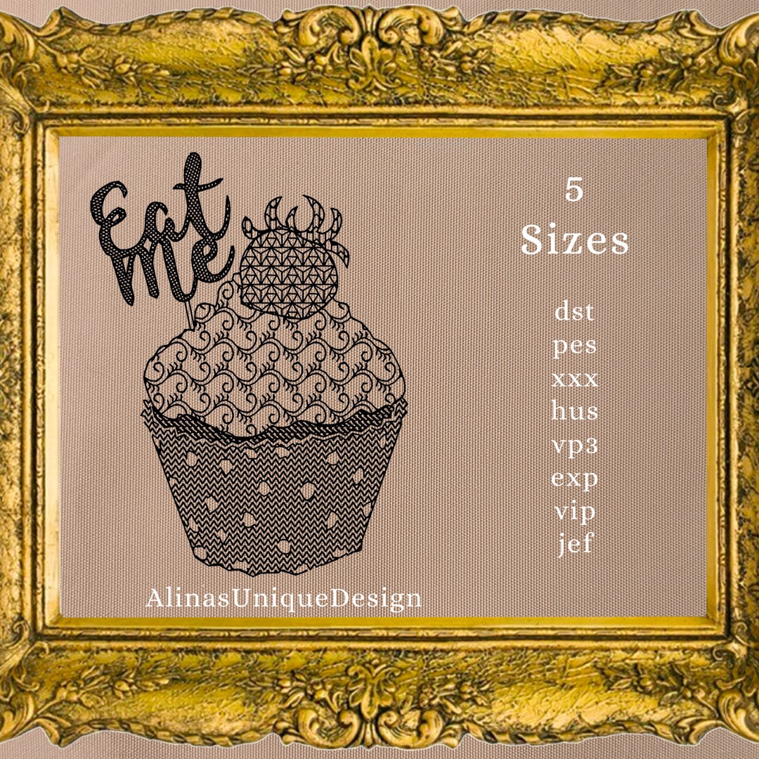 Eat Me Cupcake Machine Embroidery Design Alice in Wonderland - Etsy