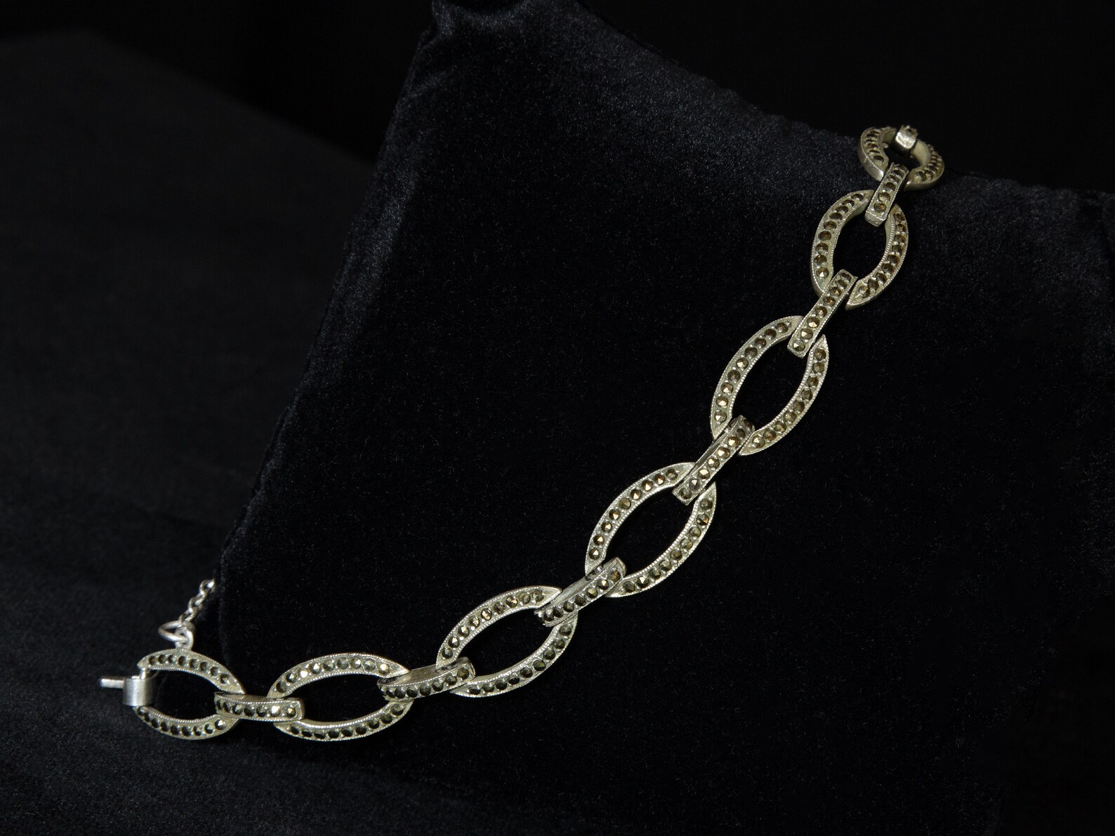 Art Deco Sterling Silver and Marcasite Bracelet - Antique Sparkly Great ...