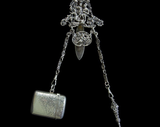 Victorian Sterling Silver Chatelaine Belt Clip 1890 London With 2 ...