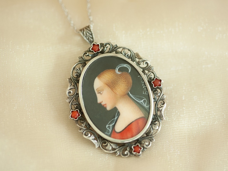 Very Fine Vintage Italian Artisan Hand Painted Miniature Portrait of a ...