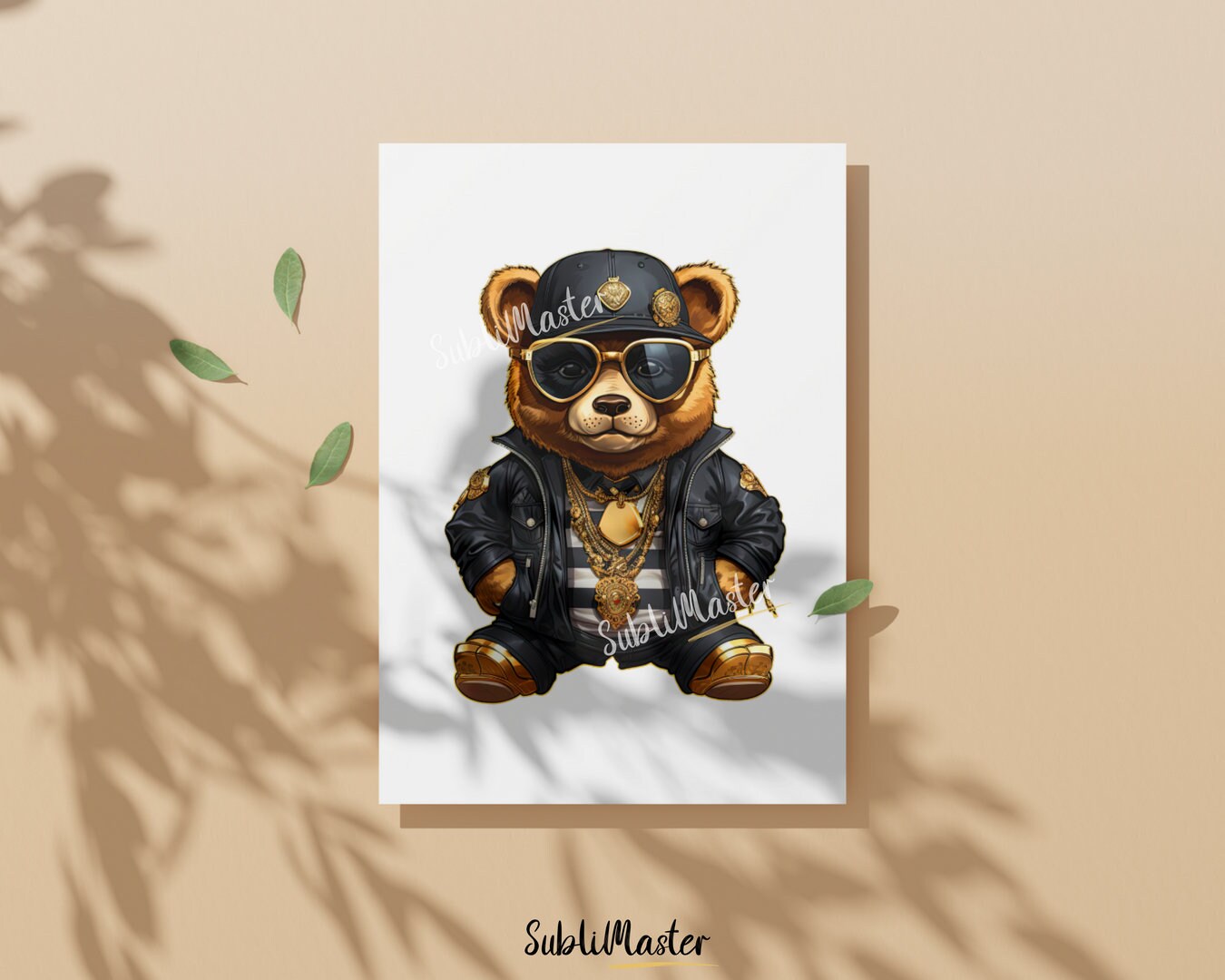 Rich Teddy Bear Design PNG Gangsta Golden Streetwear - Etsy