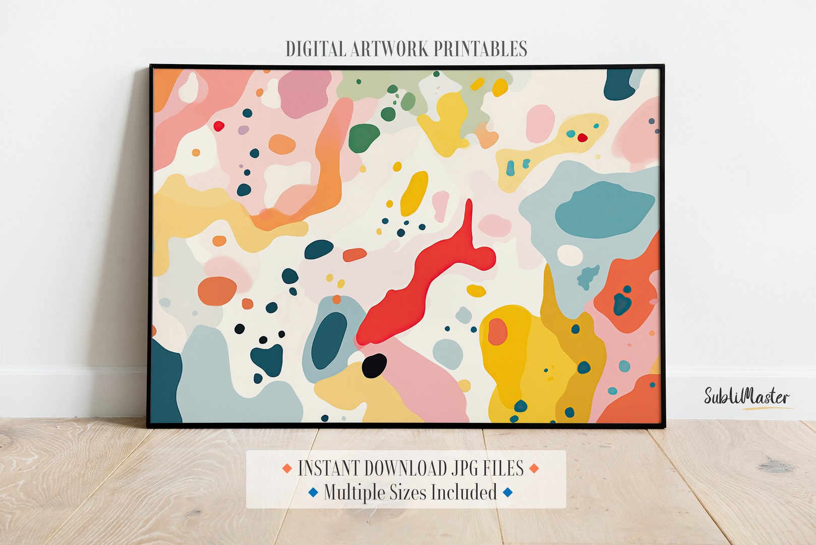 PRINTABLE Mid Century Modern Prints, Colorful Abstract Shapes Geometric ...