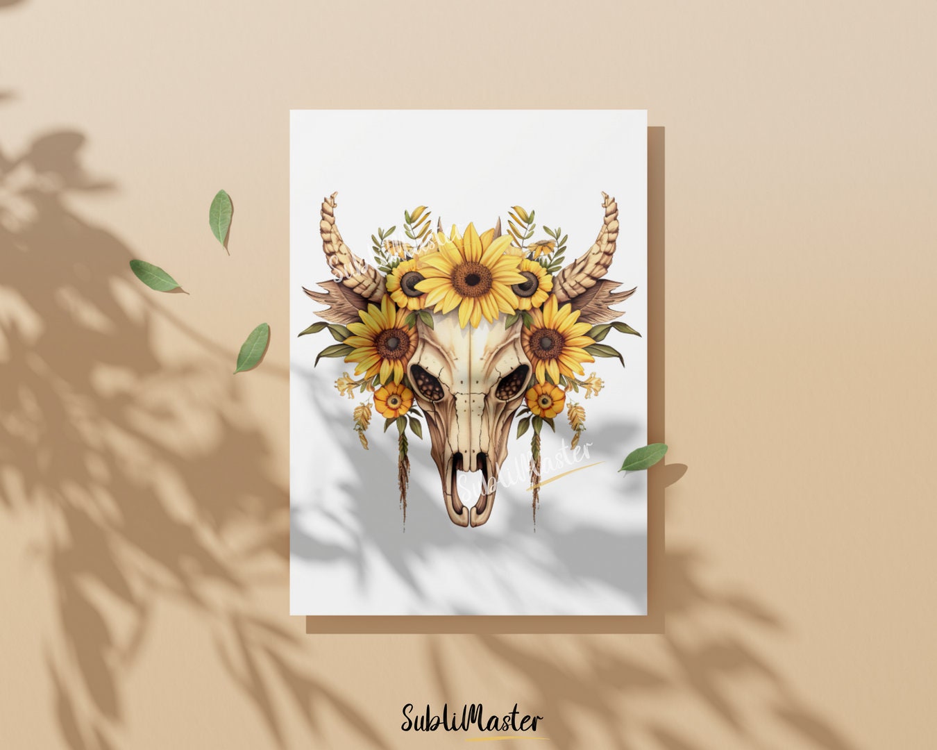 Sunflower Bull Skull PNG, Sublimation Designs, Western Bull Skull Png ...