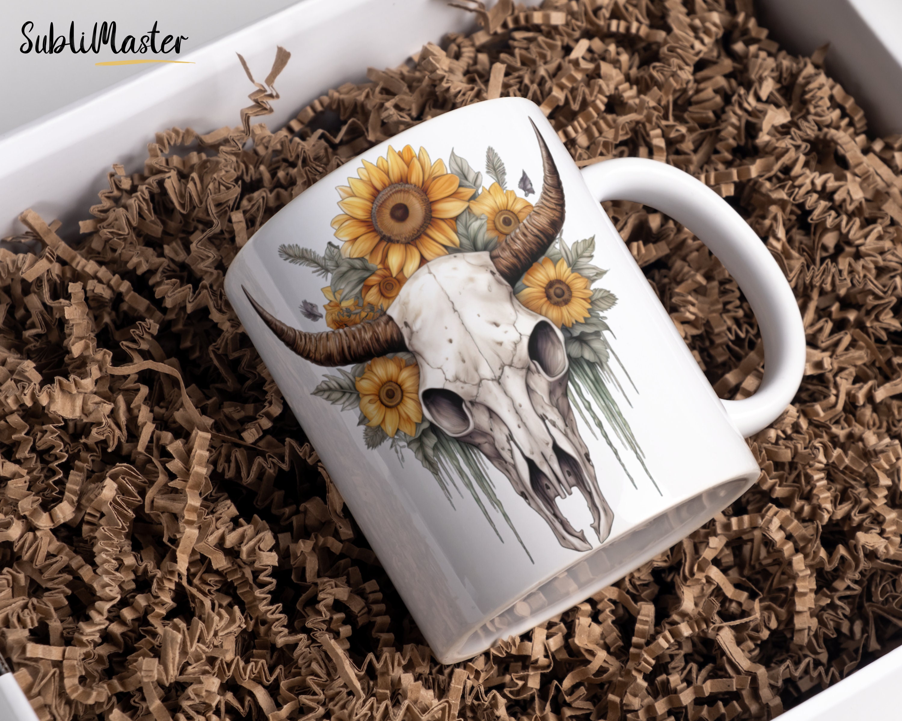 Sunflower Wild Soul Bull Skull PNG, Sublimation Designs, Western Bull ...