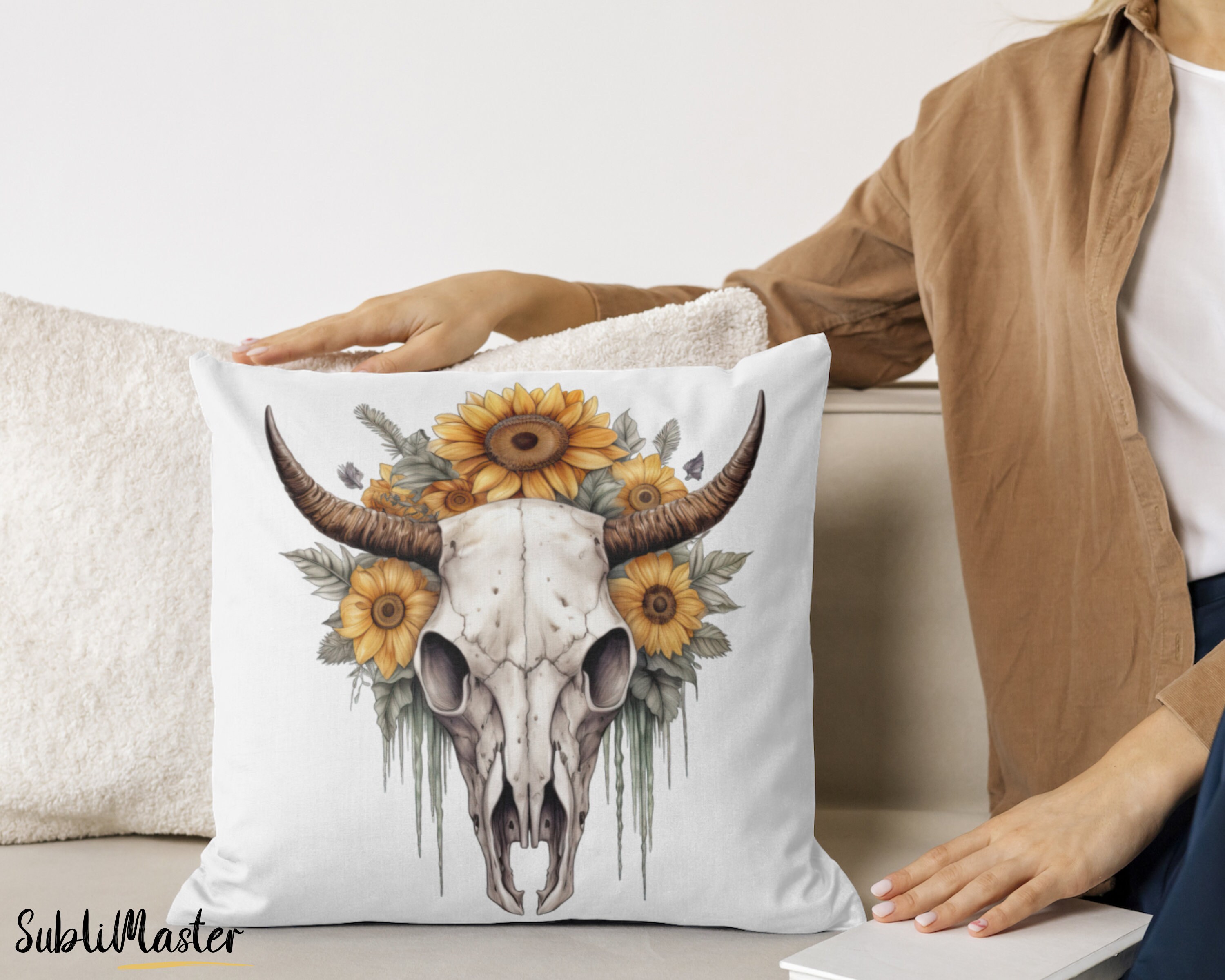 Sunflower Wild Soul Bull Skull PNG, Sublimation Designs, Western Bull ...