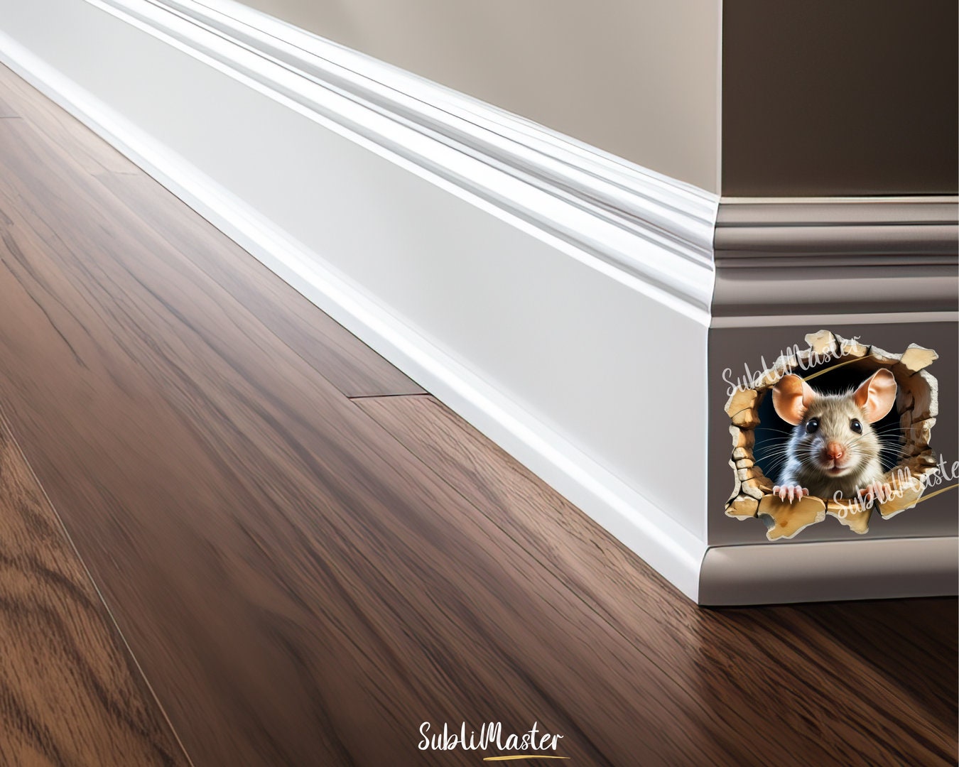 3D Cute Mouse in Hole PNG, Wall Decor Design, Sublimation Designs ...