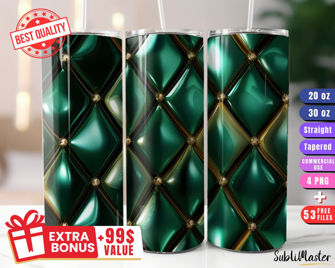 3D Jade Green Marble Sparkle Tumbler Wrap 20oz & 30oz, Seamless PNG ...