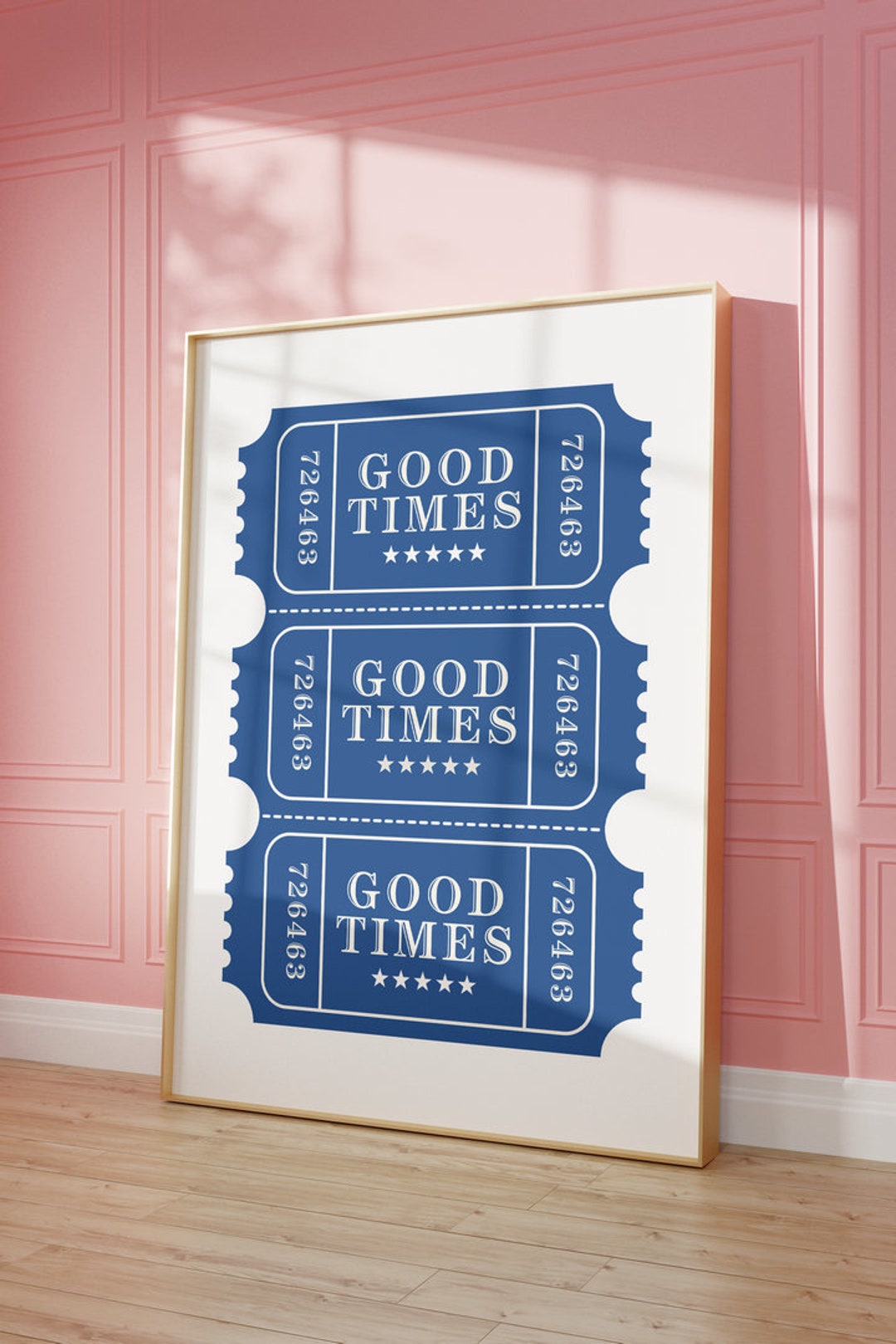 Printable Retro Good Times Ticket Blue, Preppy Trendy Girly Room Wall ...