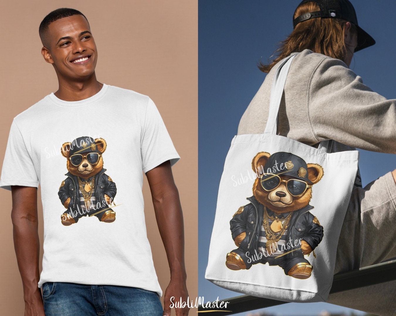 Rich Teddy Bear Design PNG Gangsta Golden Streetwear - Etsy