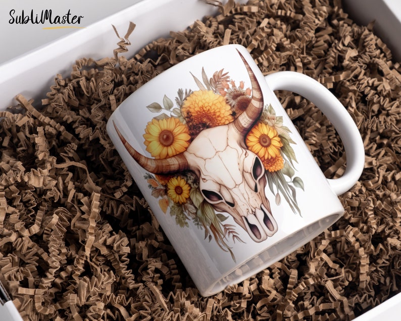 Bull Skull Sunflower PNG Sublimation Designs Western Bull - Etsy