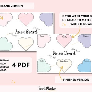 New Vision Board Printable A4 & A5 PDF, Digital Vision Board Template ...