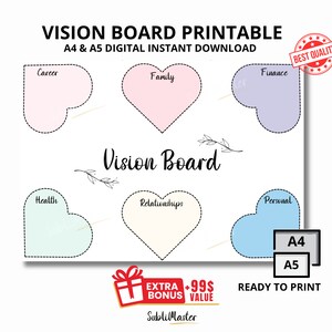 New Vision Board Printable A4 & A5 PDF, Digital Vision Board Template ...