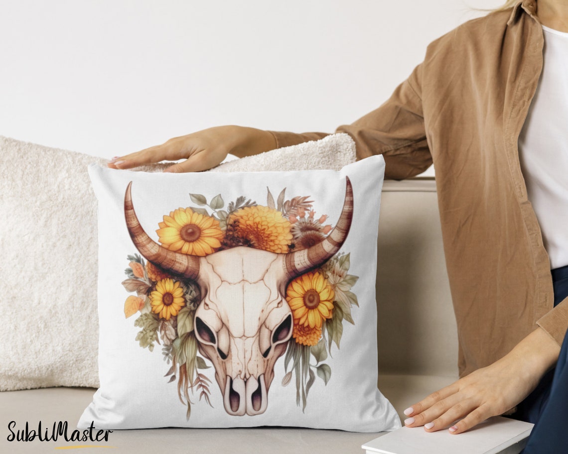 Bull Skull Sunflower PNG Sublimation Designs Western Bull - Etsy