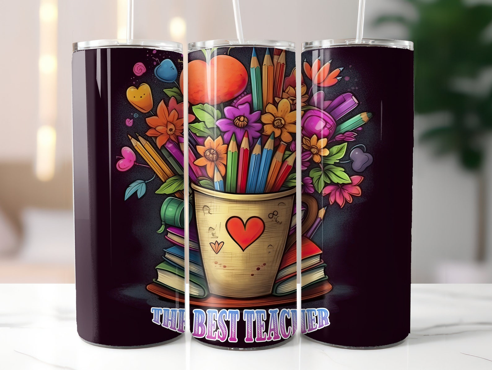 The Best Teacher Tumbler PNG Seamless Wrap 20oz & 30oz - Etsy