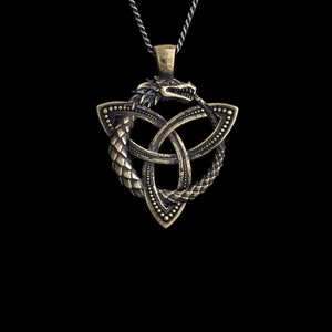Triquetra Triskele Dragon Ouroboros Pendant. Pagan Ancient Symbol Snake ...