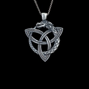 Triquetra Triskele Dragon Ouroboros Pendant. Pagan Ancient Symbol Snake ...