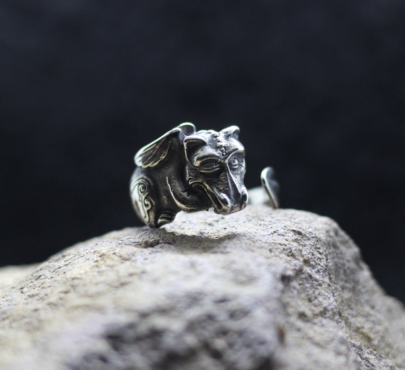 Cute Sleeping Dragon Ring. Baby-dragon on the Finger. Ethnic Style ...
