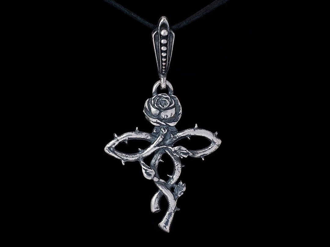 Rose Jewelry Pendant. Cross in the Form of a Rose. Rose Flower Cross ...