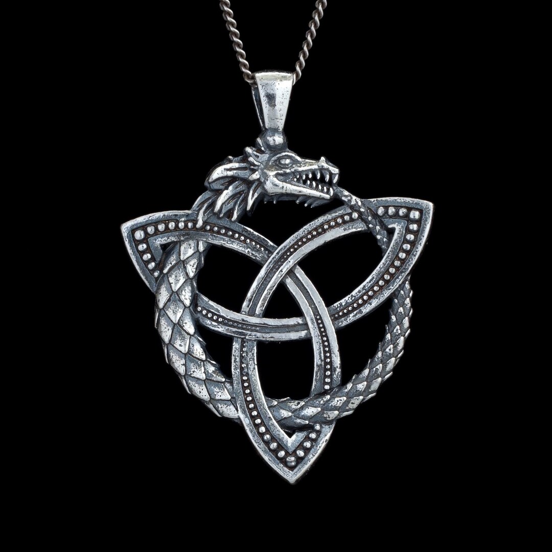Triquetra Triskele Dragon Ouroboros Pendant. Pagan Ancient Symbol Snake ...
