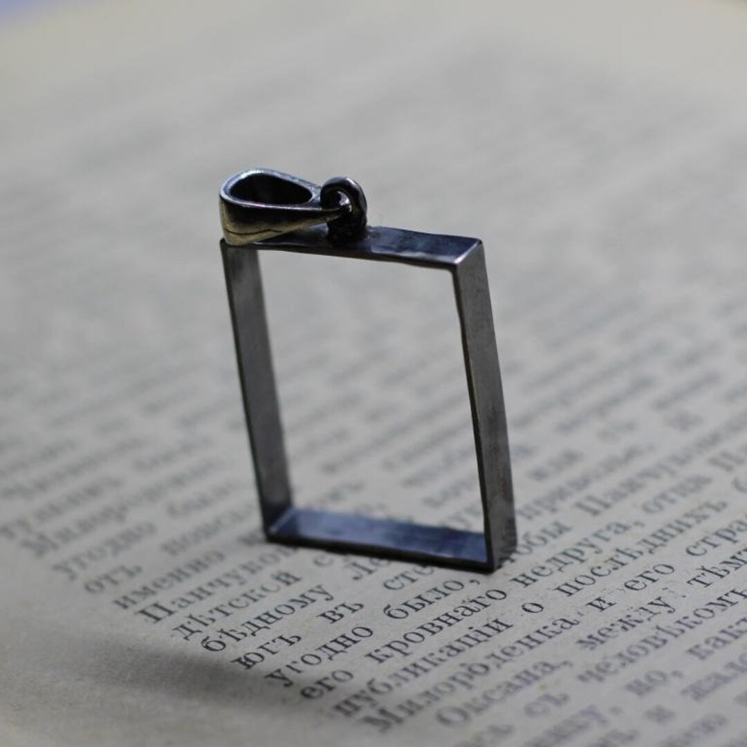 Small Rectangle Frame Empty Jewelry Silver Pendant. Without Anything ...