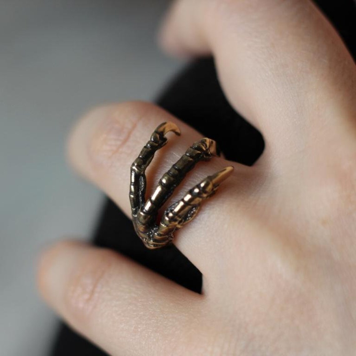 Medium "woman Size" Crow Claw Jewelry Ring. Raven Paw Magic Talisman ...