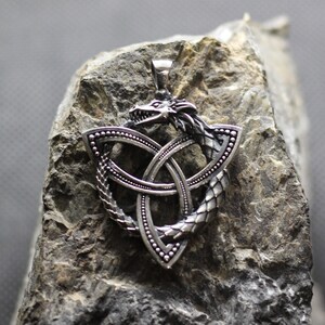 Triquetra Triskele Dragon Ouroboros Pendant. Pagan Ancient Symbol Snake ...