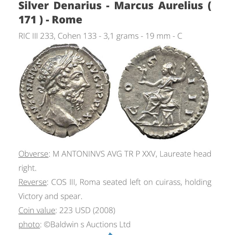 Marcus Aurelius Denarius Replica Coin. Roman Empire Coin. Stoicism ...