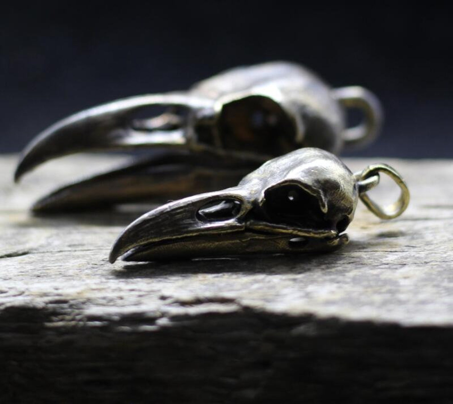 Small Extremely Anatomically Detailed Raven Crow Skull Jewelry Pendant ...