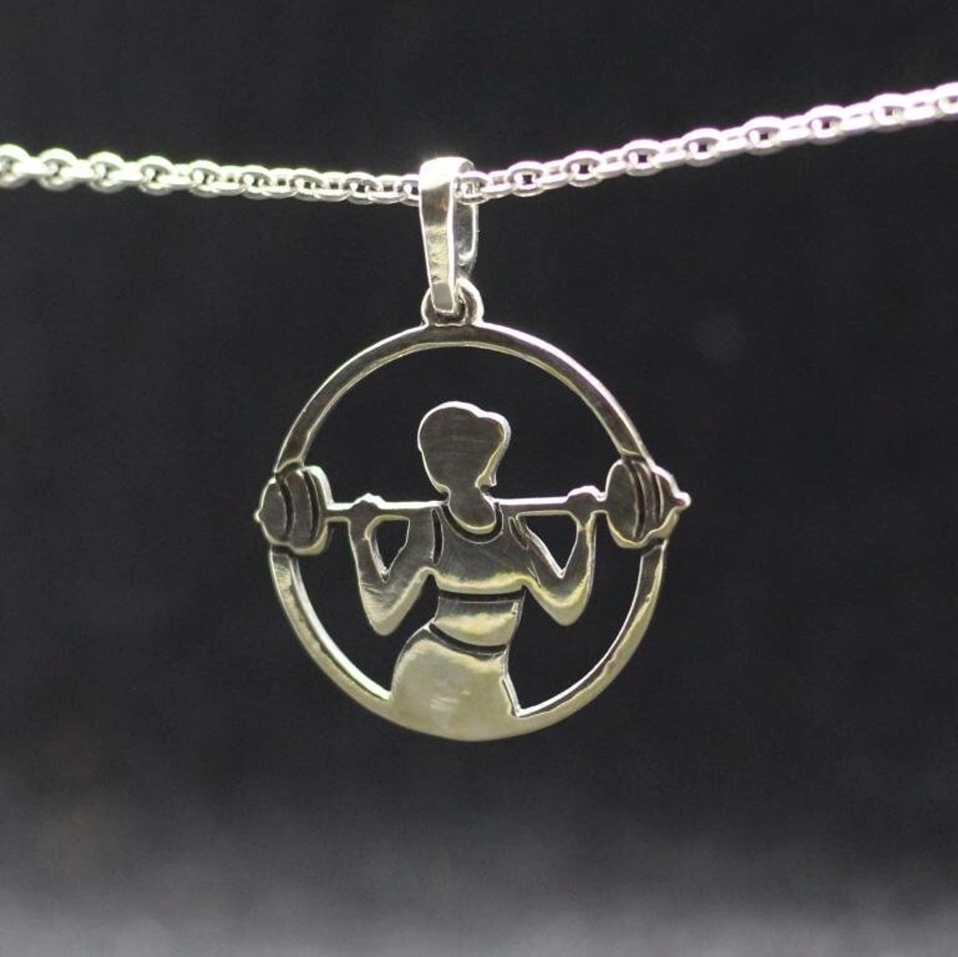 Fitness Woman Sports Symbol Weightlifter Jewelry Pendant. Gym Lover ...