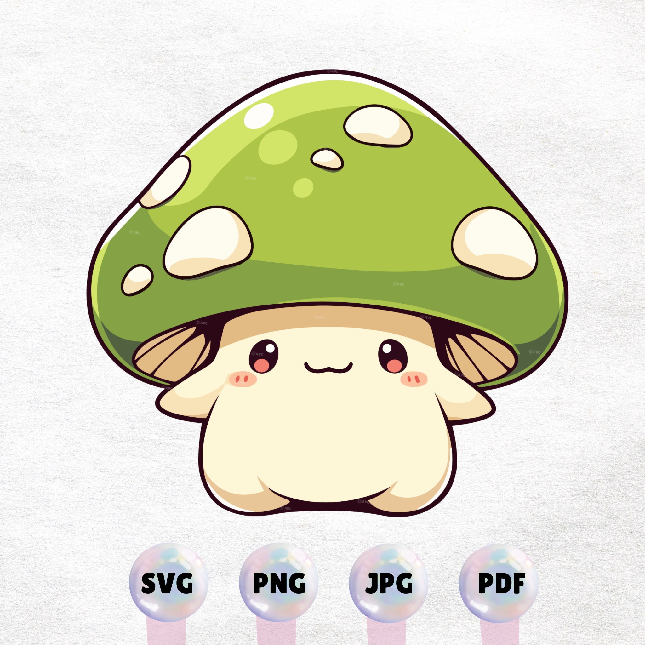 Kawaii Mushroom Creature Clipart - High Quality Instant Download PNG ...