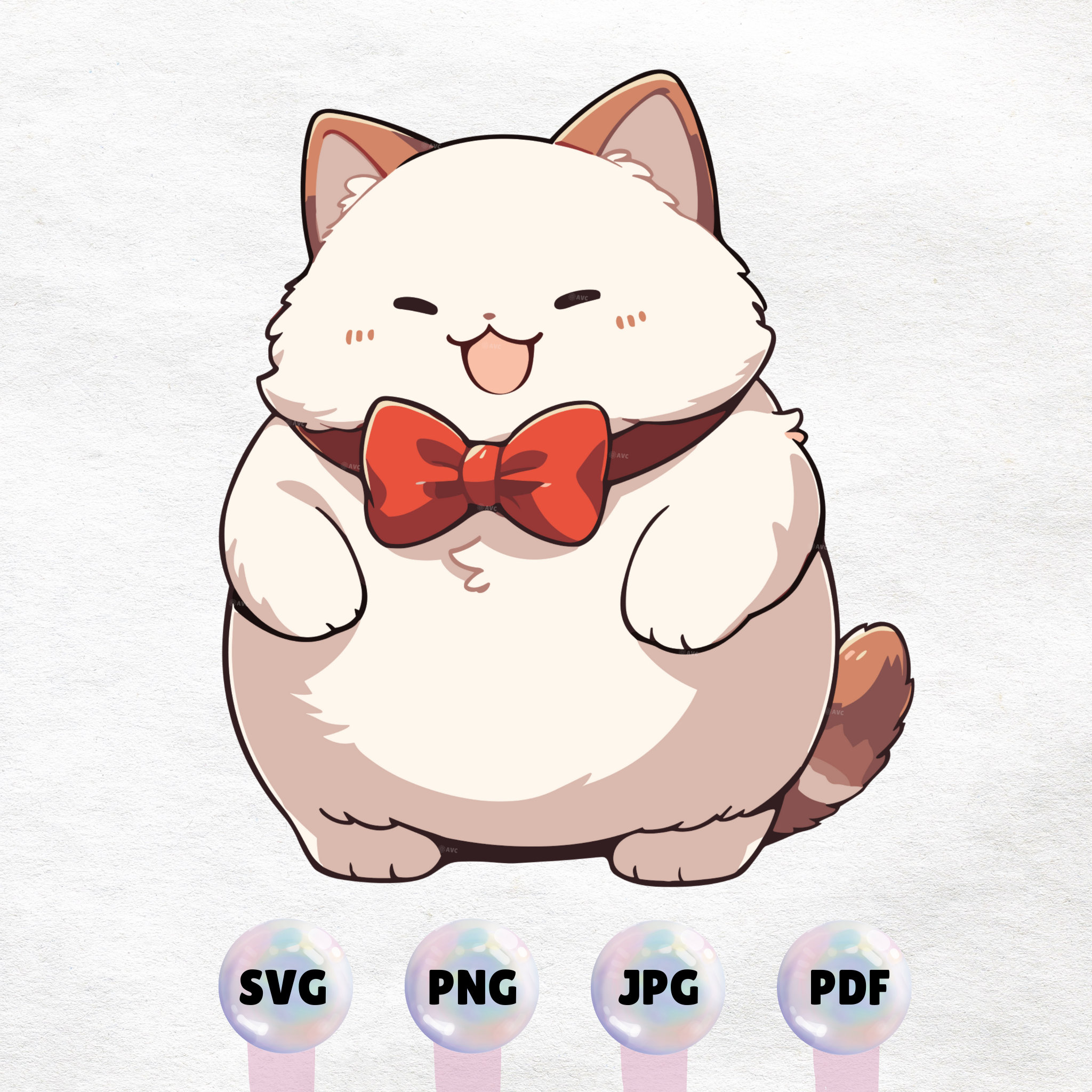 Kawaii Chubby Cat Graphic - Cute Clipart. High Quality Instant Download ...