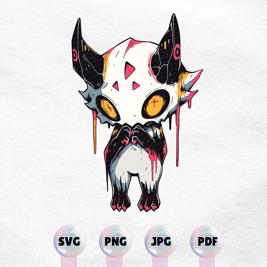 Cursed Demon Creature – Creepy Cute Horror Clipart - Digital Art for ...