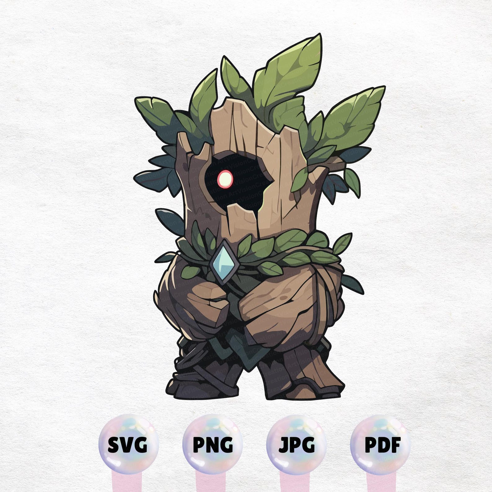 Kawaii Forest Golem Clipart – Cute Fantasy Digital Download (png, Svg ...