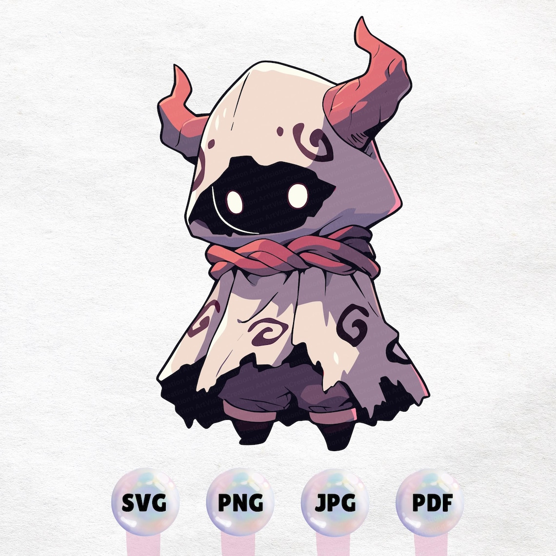 Cute Little Devil Clipart - Fantasy Illustration, Instant Download ...