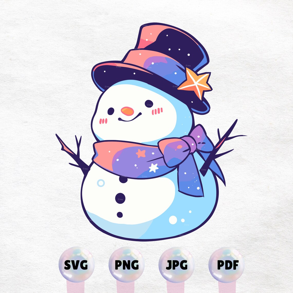 Kawaii Snowman Cute Winter Clipart. High Quality Instant - Etsy