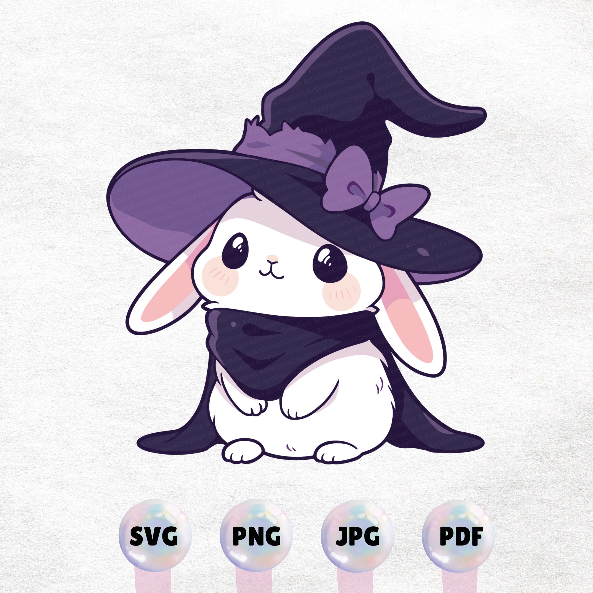 Kawaii Wizard Bunny Printable Sticker PNG, SVG, Cute Clipart Vector ...