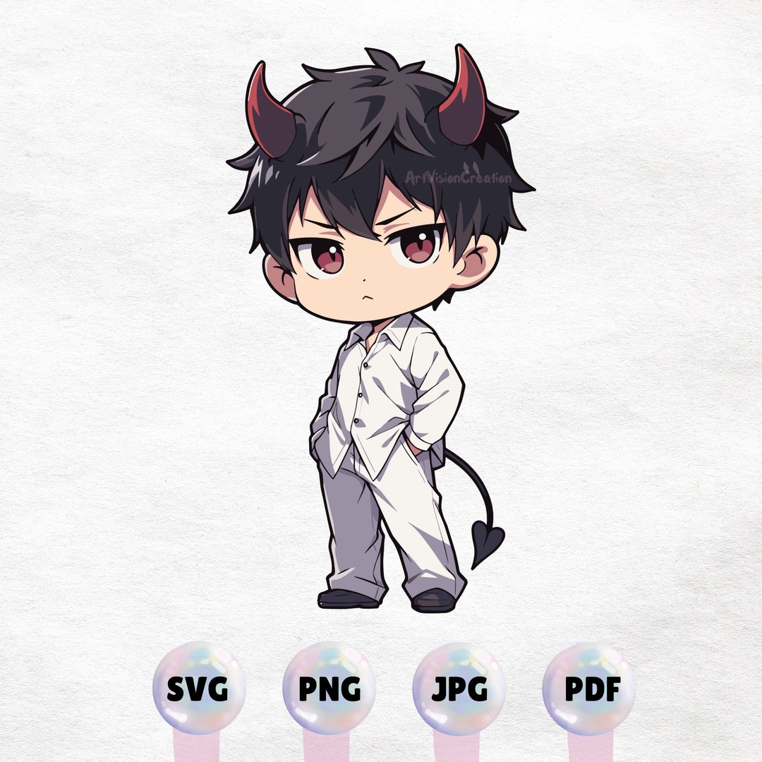 Kawaii Chibi Demon Boy Graphic - Character Illustration - High Quality ...