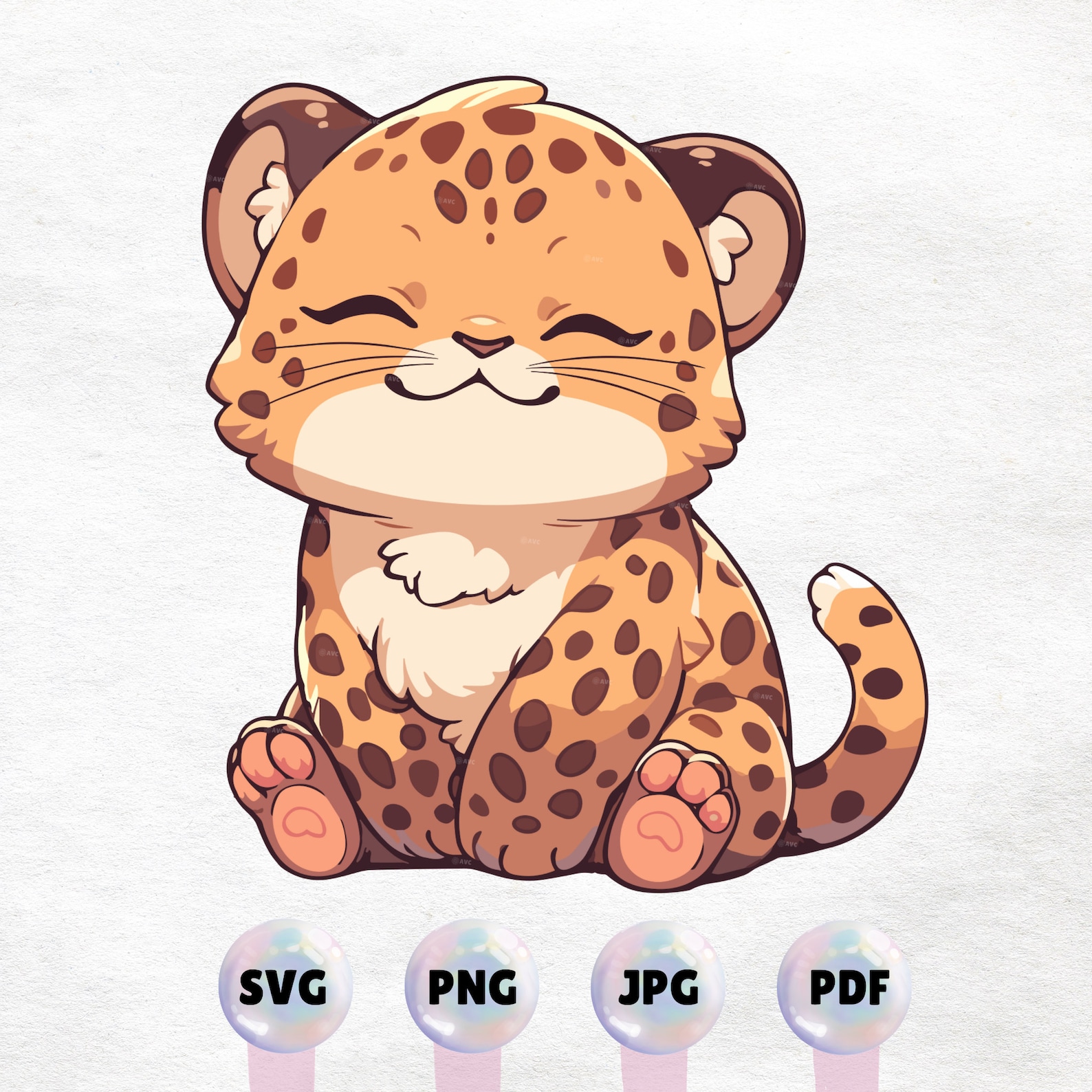 Kawaii Leopard Cute Clipart. High Quality Instant Download - Etsy