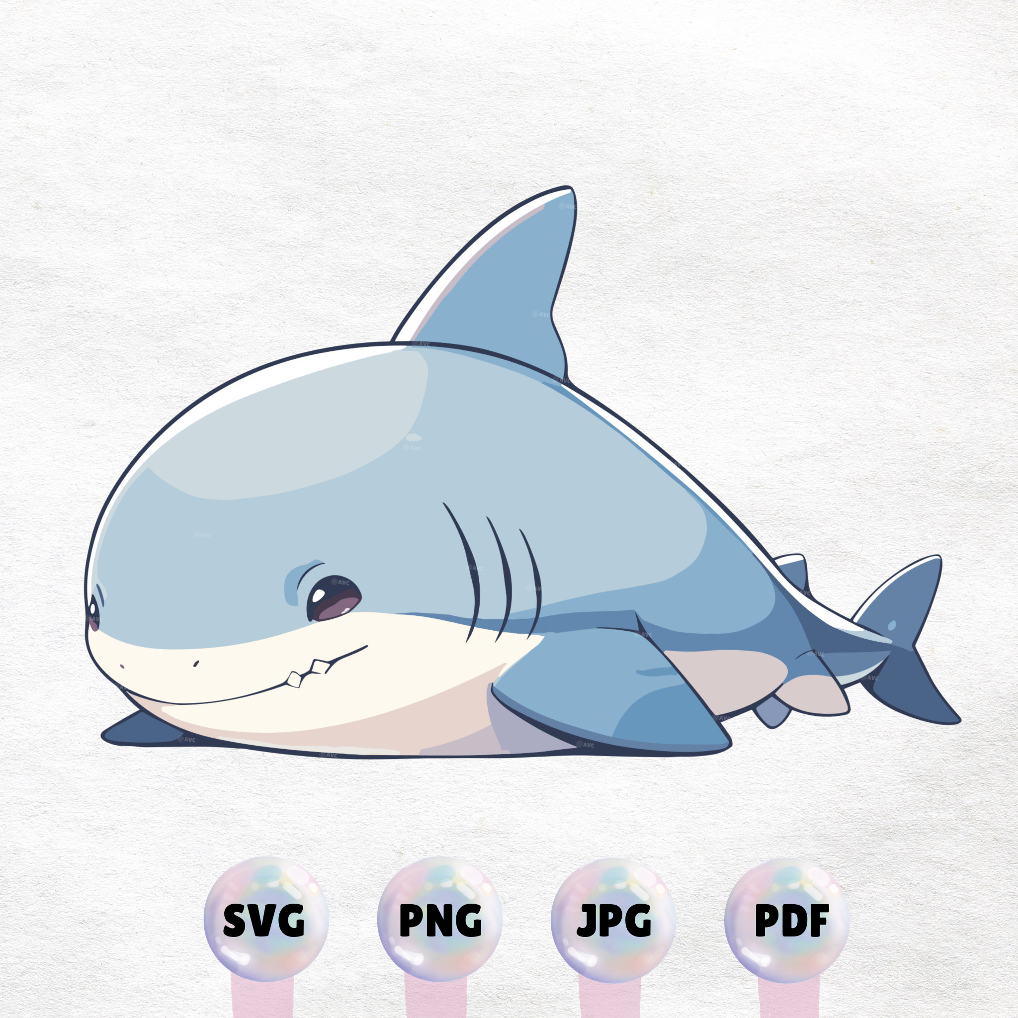 Kawaii Shark Cute Clipart. High Quality Instant Download PNG, SVG, JPG ...