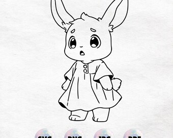 Kawaii Bunny Maid Graphic Cute Clipart. High Quality Instant - Etsy