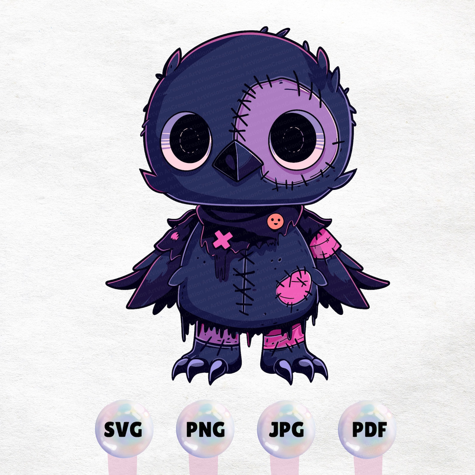 Voodoo Crow Plushie Graphic – Illustration in PNG, JPG, SVG, – Cute and ...